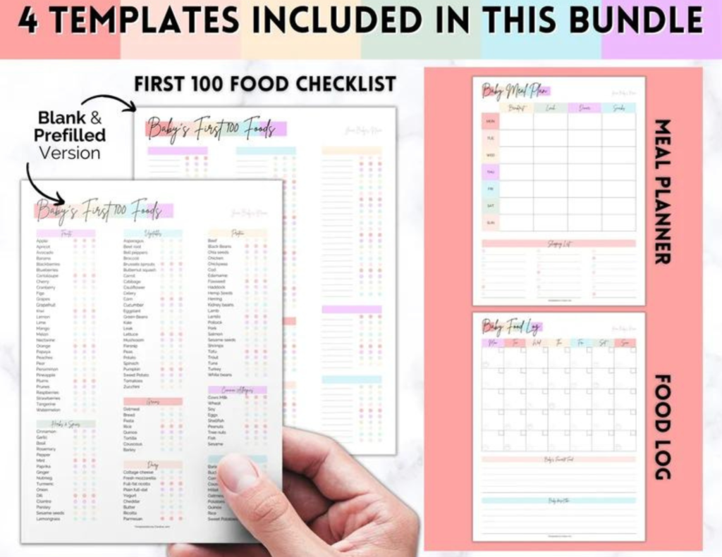 Baby Food Tracker Printable Bundle - Digiwin Infotech